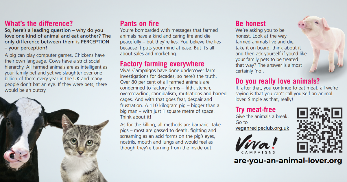 Are You An Animal Lover? Leaflets x 50 – Gifts for Life | Viva!